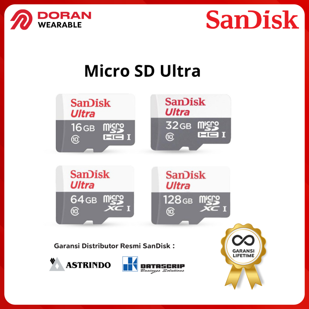 Jual SANDISK Memory Card | Micro SD 16GB | 32GB | 64GB | 128GB SanDisk Ultra up to 100Mbps Class ...
