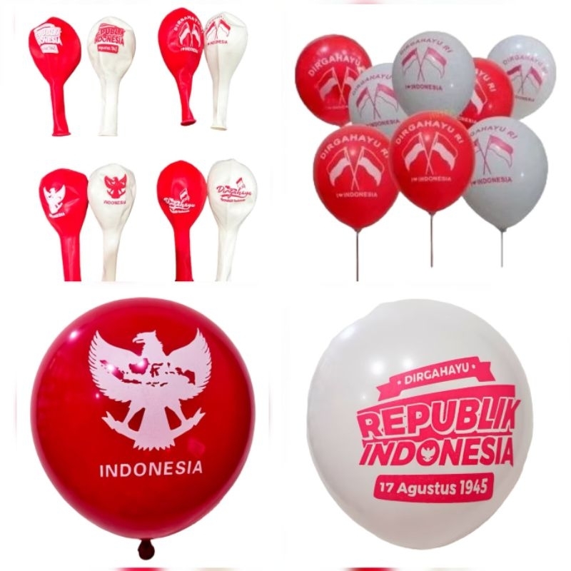 Jual BALON LATEX MERAH PUTIH 17 AGUSTUS REPUBLIK INDONESIA 12 INCH ...