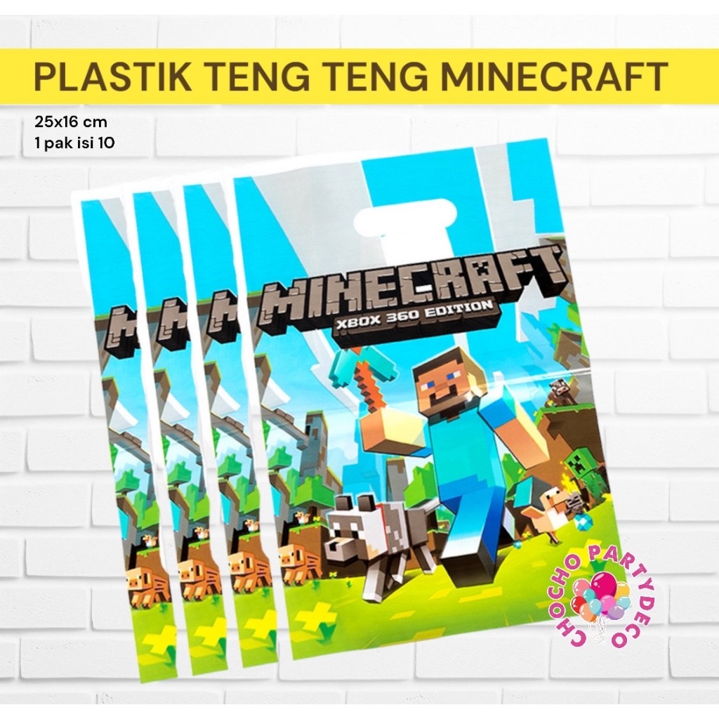 Jual Plastik Ulang Tahun MINECRAFT Isi 10 / Plastik Ultah Anak Karakter ...