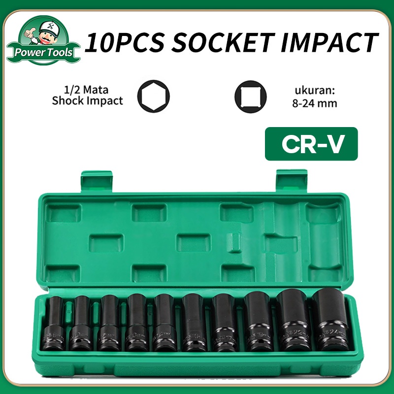 Jual ISKU Mata Socket Extention Impact Set 10PCS 1/2 Inch/Mata Sock Set ...