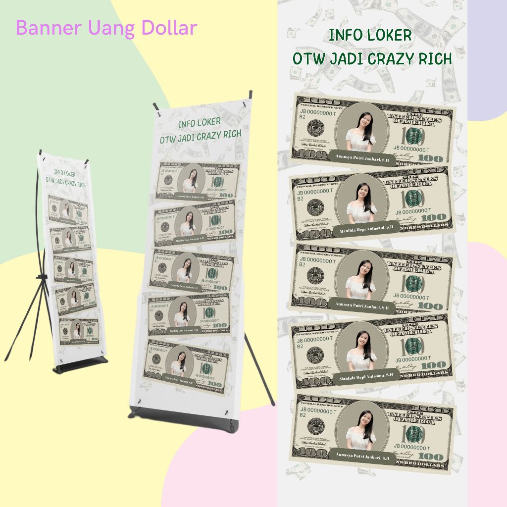 Jual CETAK BANNER WISUDA UANG DOLLAR [X-BANNER UKURAN 160x60] | Shopee ...