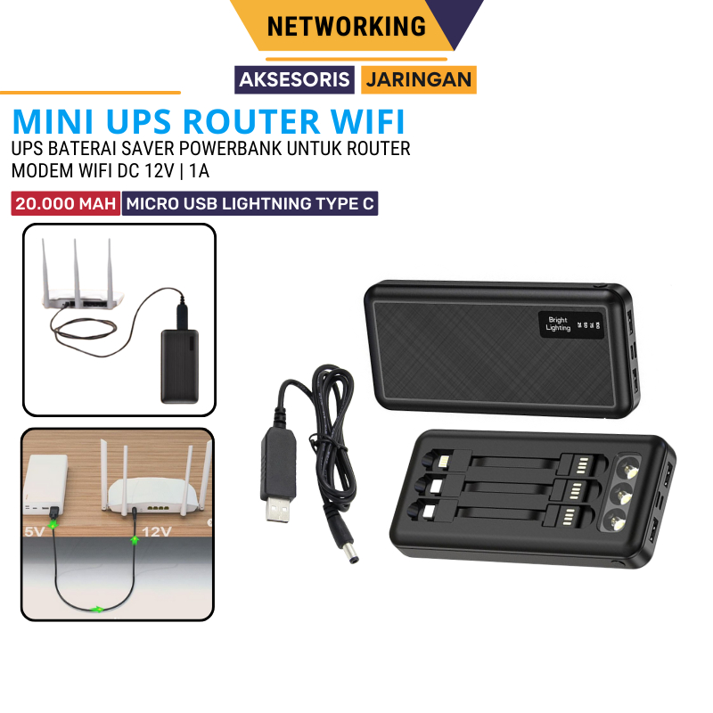 Jual Universal Paket Lengkap Power Bank Mini UPS DC 12v Untuk Modem ...