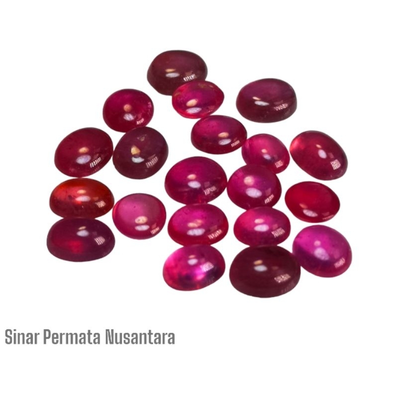 Jual NATURAL BATU MULIA PERMATA RUBI KRISTAL OVAL CHABHOCHON SIZE MINI ...