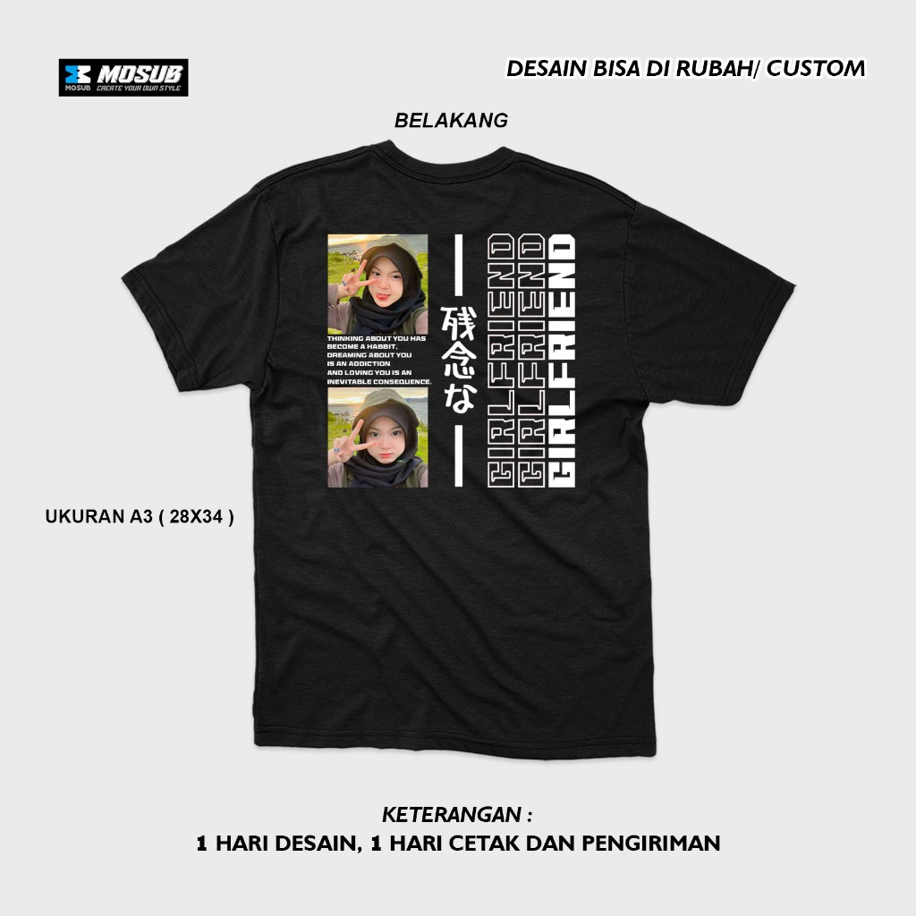 Jual Kaos sablon foto nama sendiri bebas desain tanpa minimal order ...