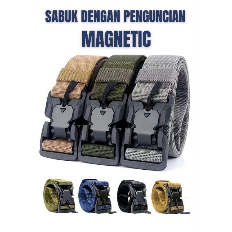 Jual Ikat Pinggang Sabuk Pria Canvas Magnetic Tactical Belt Nylon Military | Shopee Indonesia