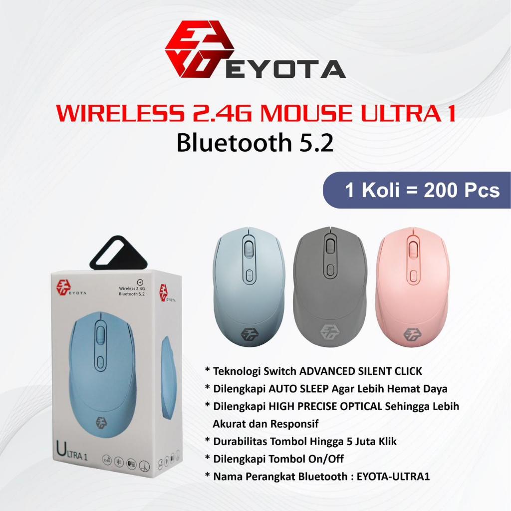 Jual Mouse Wireless + Bluetooth Eyota Ultra 1 Silent Click Dual ...