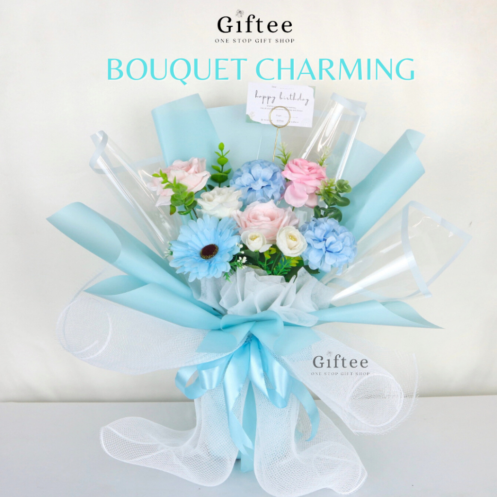 Jual BUKET BUNGA CHARMING MAWAR ROSE GERBERA DAHLIA PALSU BUATAN ...