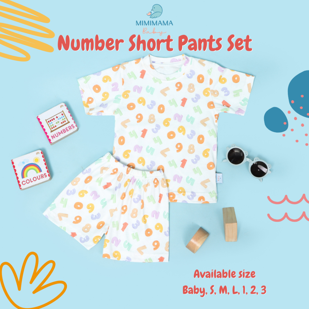 Jual MIMIMAMA | Number Set Setelan Pendek Cotton Anak usia 0-3 Tahun ...