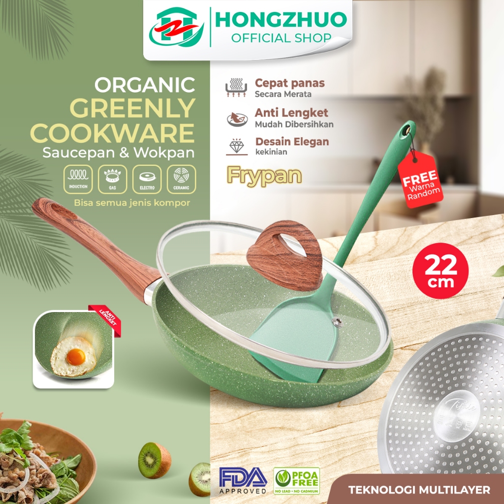 Jual Tifale by Hongzhuo 3in1 Organic Greenly Cookware Marble Coated Anti lengket Handle Bakelite ...