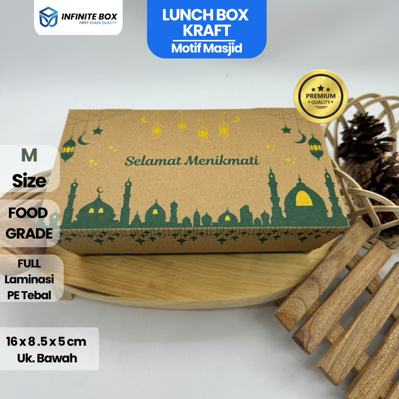 Jual Lunch Box Motif Masjid Paper Food Grade | SIZE M | Kraft Coklat ...