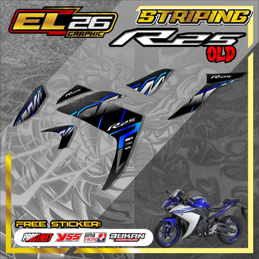 Jual 536 STRIPING STICKER YAMAHA R25 OLD - STICKER YAMAHA R25 OLD MOTIF ...