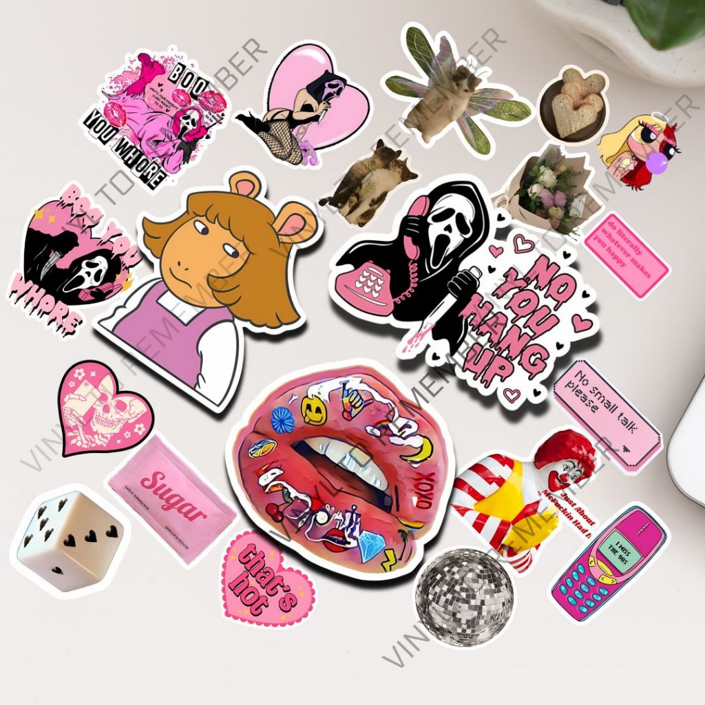 Jual Stiker Laptop Y2K Pink Soft Aesthetic Sticker Coquette Pack Vinyl ...