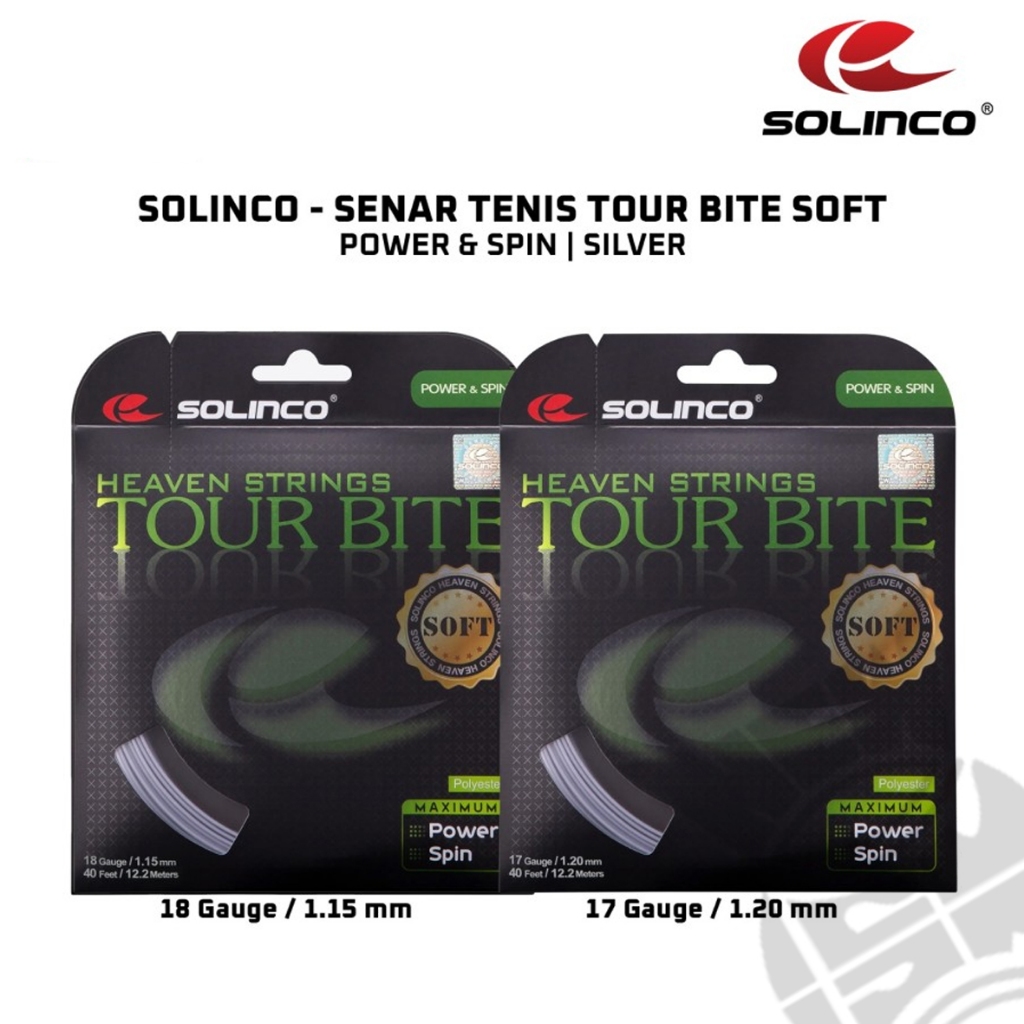 Jual Senar Tenis Solinco String Tour Bite Soft Power and Spin Silver ...