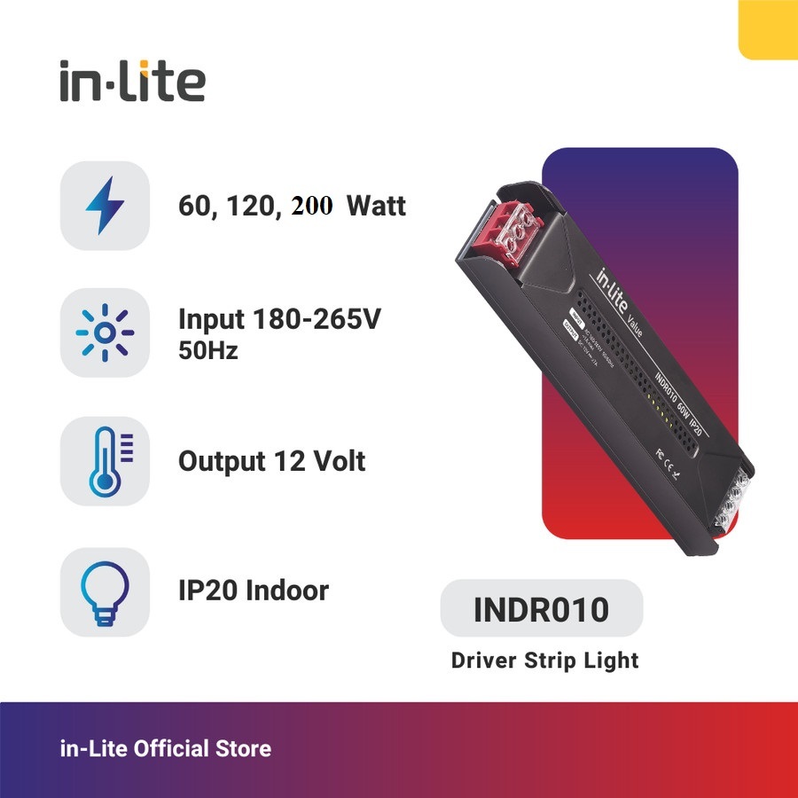 Jual In-Lite Trafo INDR010 60W 120W 200W 12V - InLite Power Supply ...