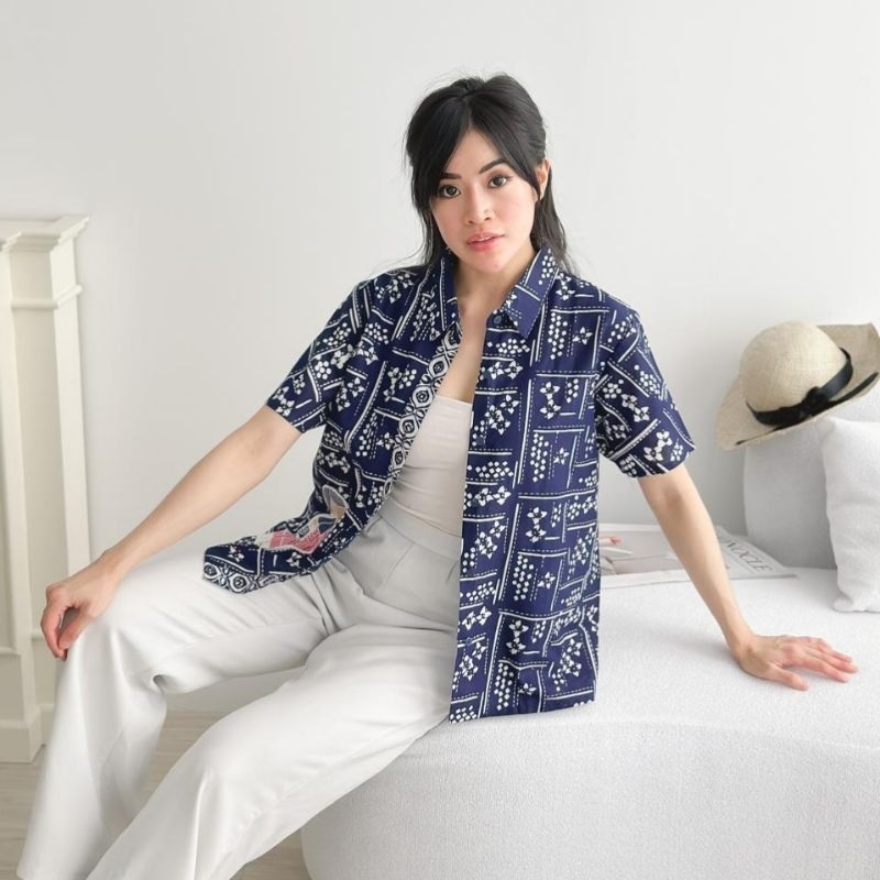 Jual Blouse Batik Kemeja Batik Wanita Kombinasi Karakter Denok - Melati ...