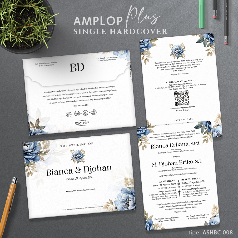 Jual Undangan Pernikahan Wedding Amplop Single Hardcover Aesthetic ...