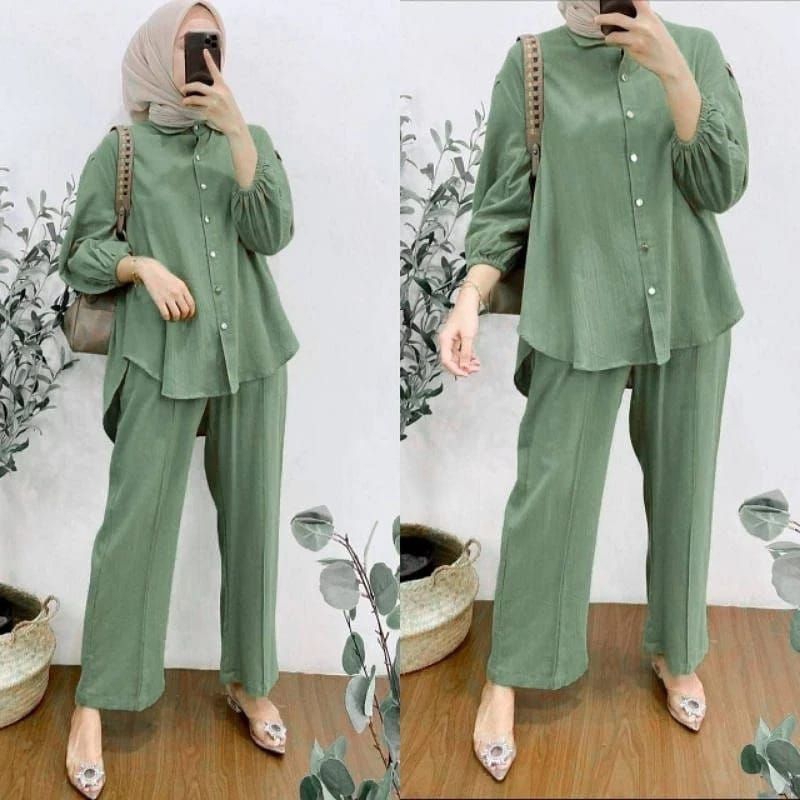 Jual MFQ.ID [BISA COD] PREMIUM//YETTA ONE SET WANITA POLO LINEN SETELAN ...