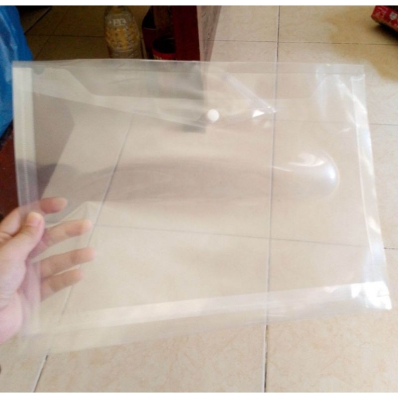 Jual Map Kancing Plastik Folio F4 Transparan / Map Tali Plastik Folio ...