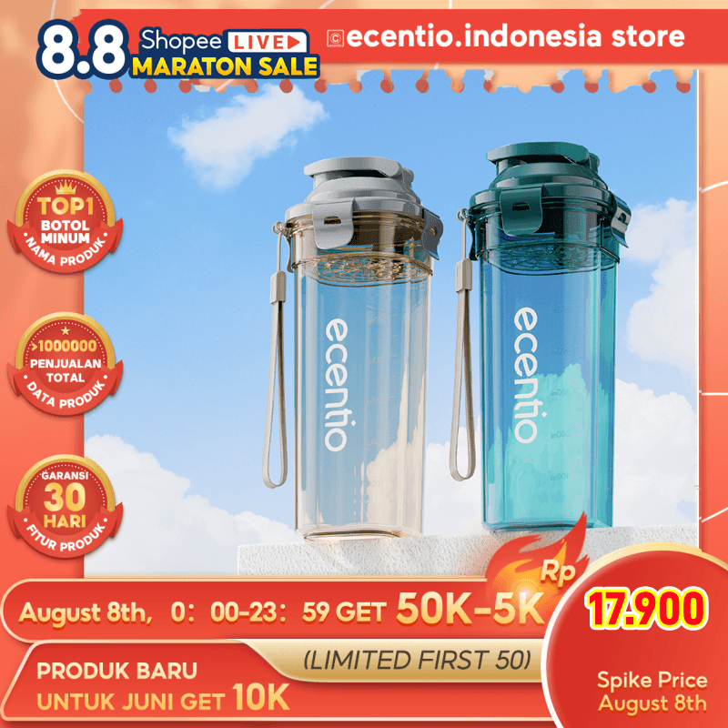 Jual ecentio Botol Minum Portable 500ml Olahraga Kantor Sekolah BPA ...
