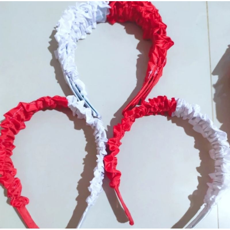Jual Bando Ruffle Merah Putih / bando viral | Shopee Indonesia