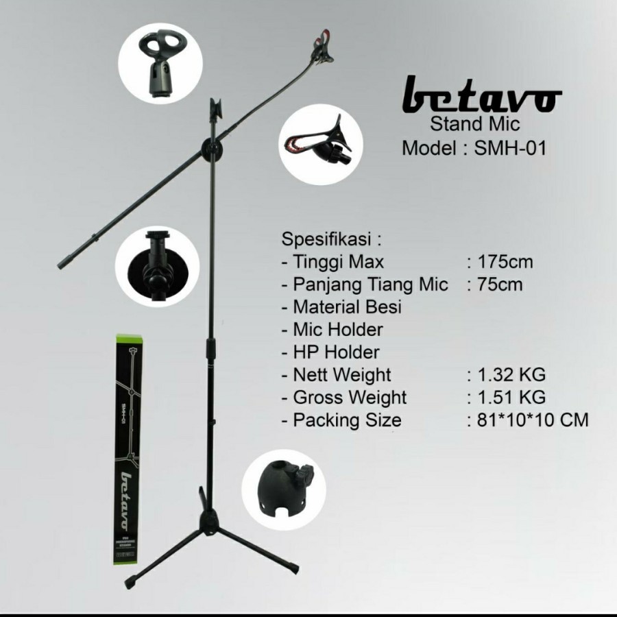 Jual Stand Mic BETAVO SMH01/SMH 01 Stand Microphone | Shopee Indonesia