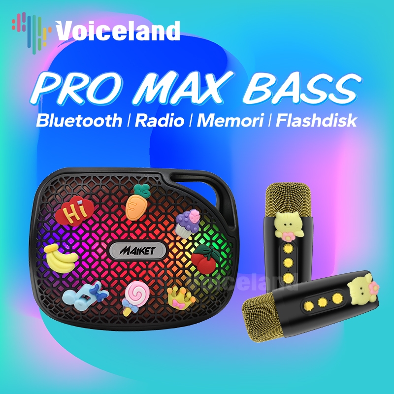 Jual 【PRO MAX BASS】Speaker Bluetooth Karaoke 2 Mic Wireless Tanpa Kabel ...