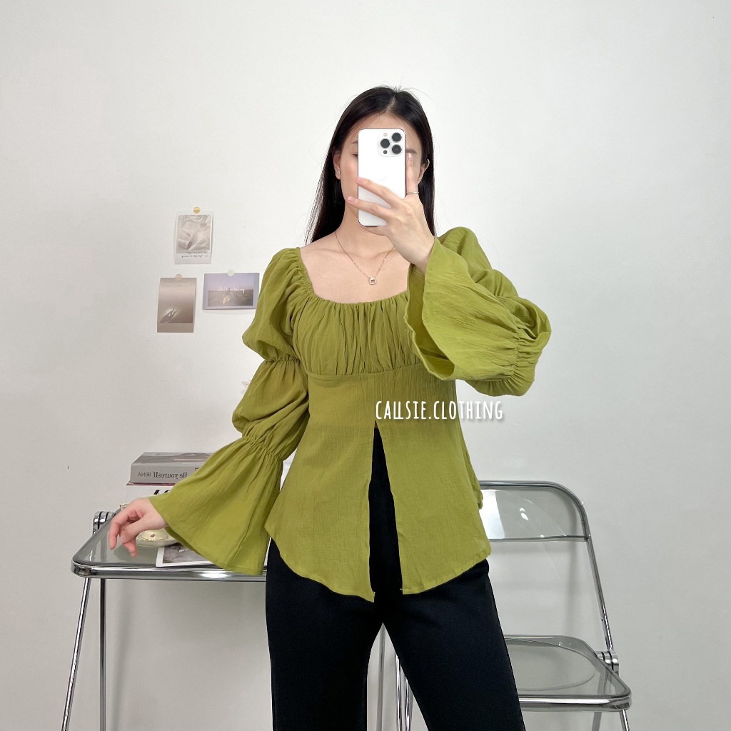 Jual [ callsie ] IVY NORE TOP ( import / atasan wanita / crinkle ...