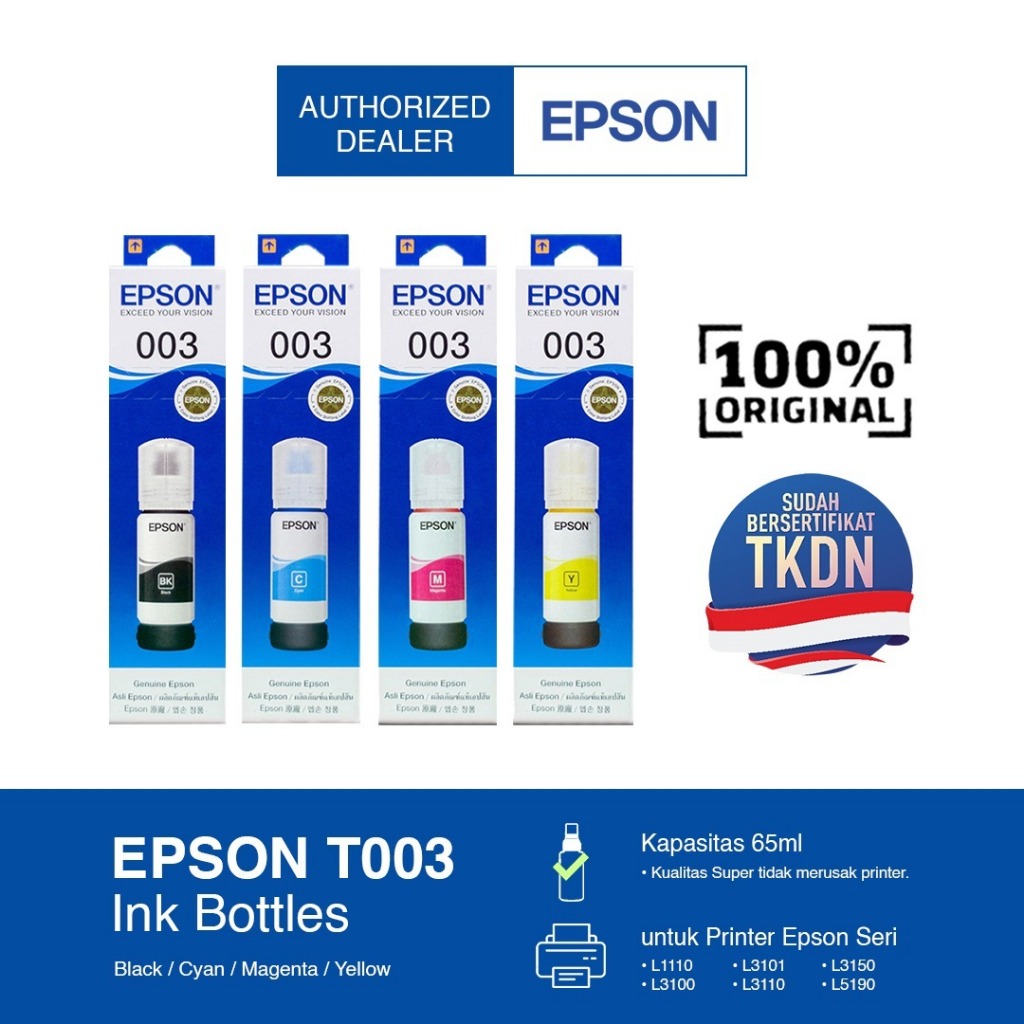 Jual Tinta Epson 003 Refill / Epson Ink Printer 003 untuk L3210 L3110 ...