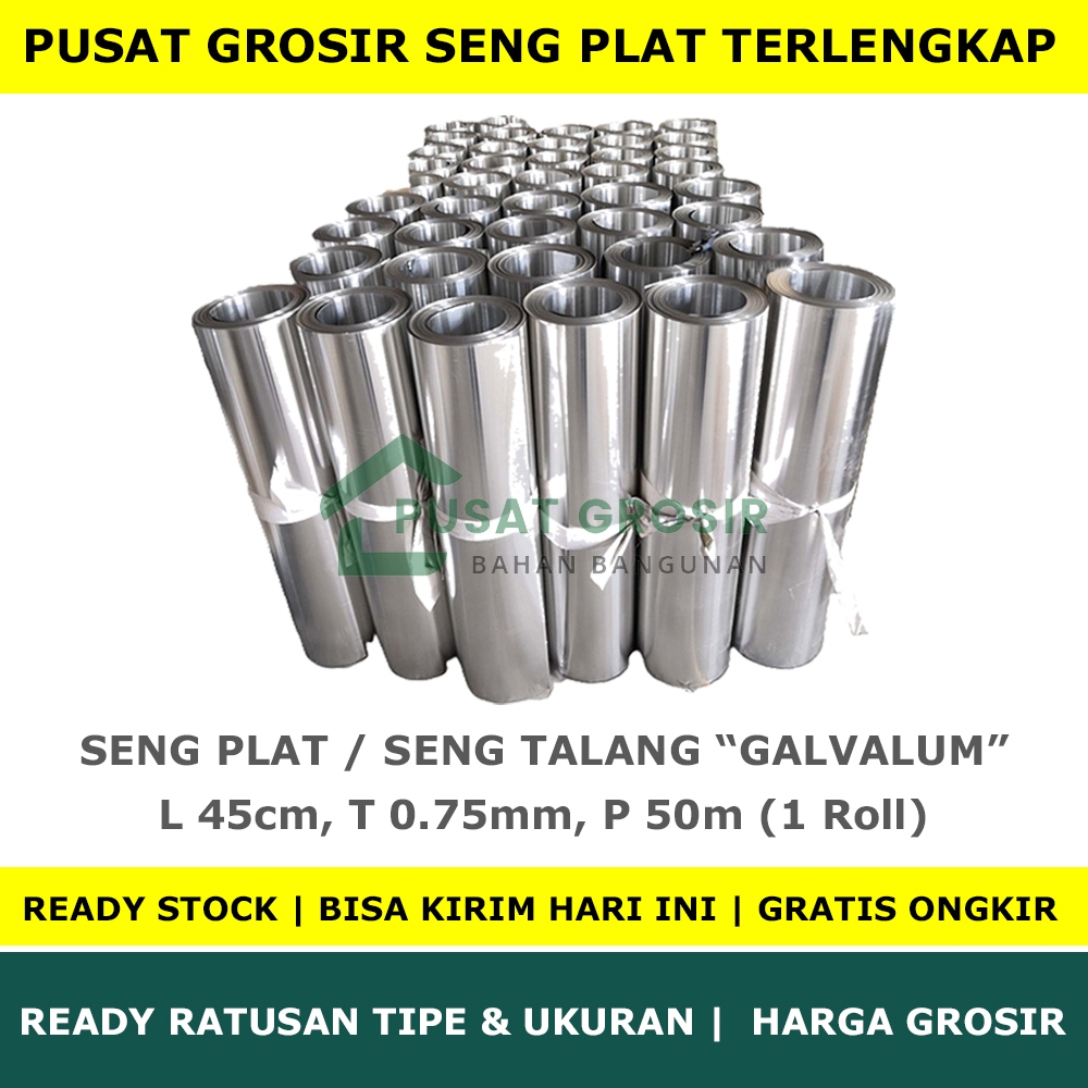 Jual Seng Plat Talang Galvalum L 45cm T 0.75mm P 50m Seng Talang Seng ...
