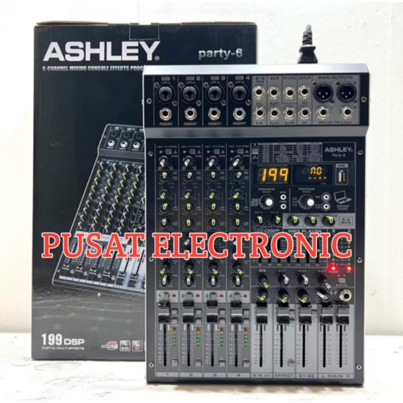 Jual Mixer Ashley Party 6 Original 6 Channel Bluetooth Usb | Shopee Indonesia
