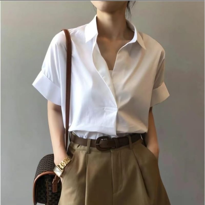 Jual Cocoa Top Kemeja Cewek Korean Style Oversize | Shopee Indonesia
