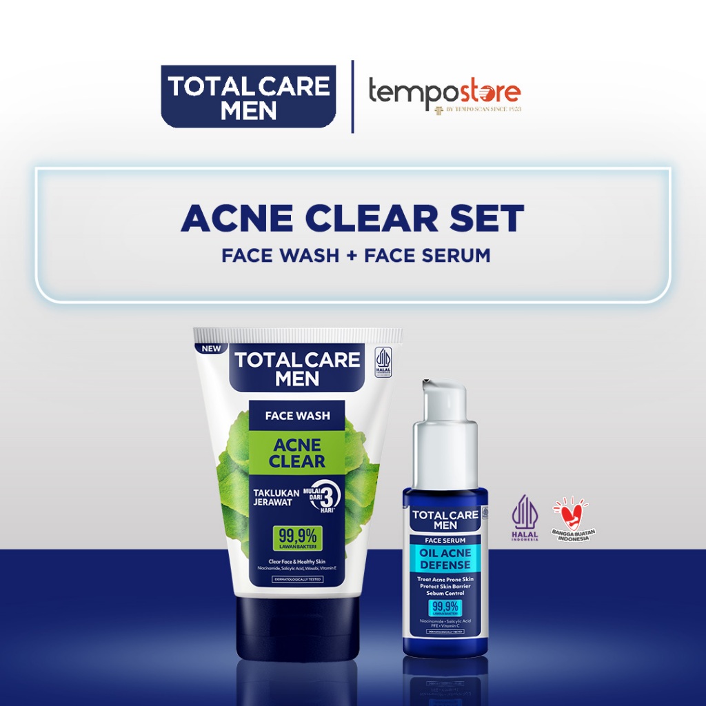 Jual Total Care Men ACNE CLEAR SET ( FACE WASH + FACE SERUM UNTUK KULIT ...