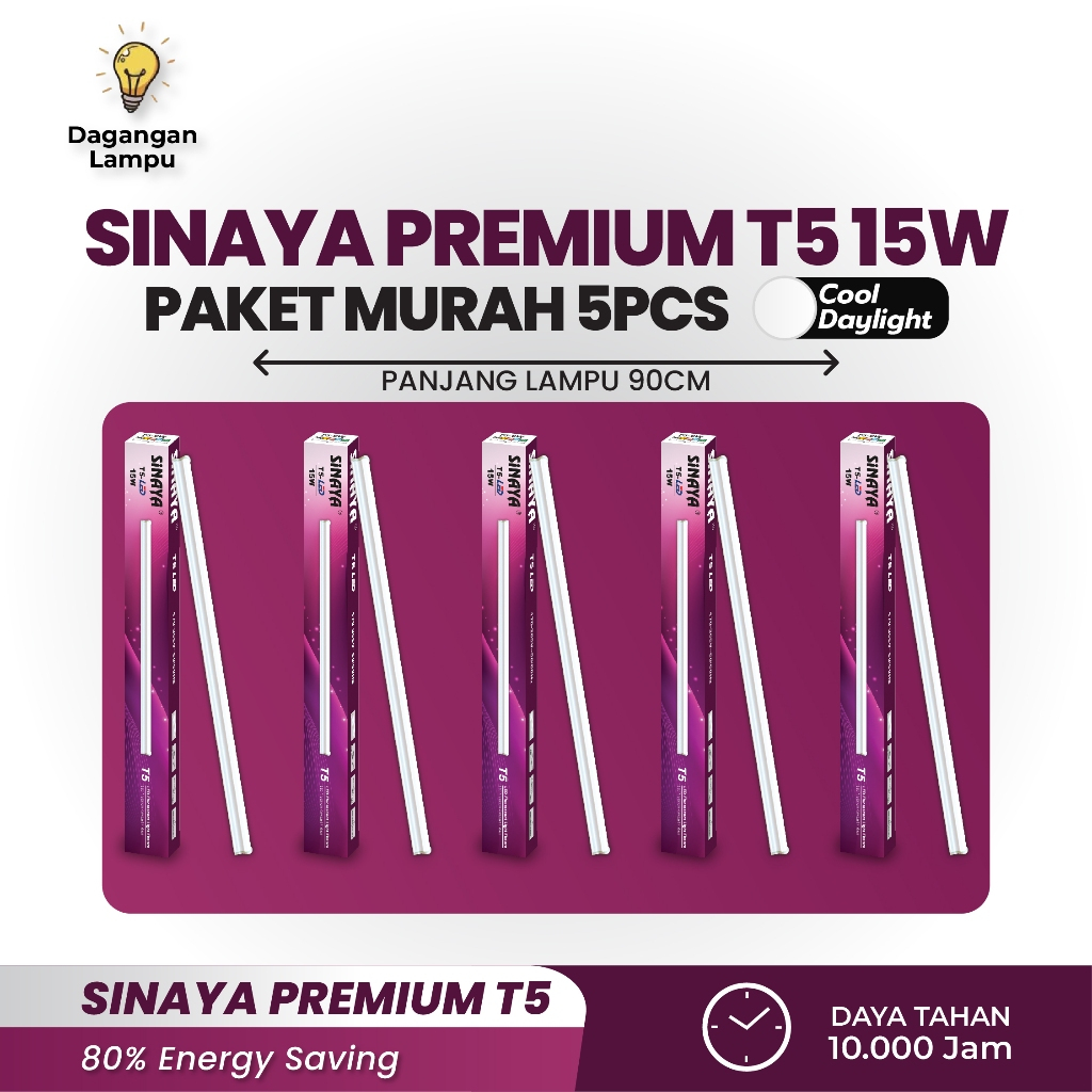 Jual Lampu TL T5 LED Sinaya Premium T5 15W [PAKET MURAH 5PCS ] Lampu LED Putih (Cool Daylight ...