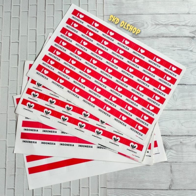 Jual Stiker Pipi / Stiker tempel Merah putih 1 lembar isi 49 pcs ...