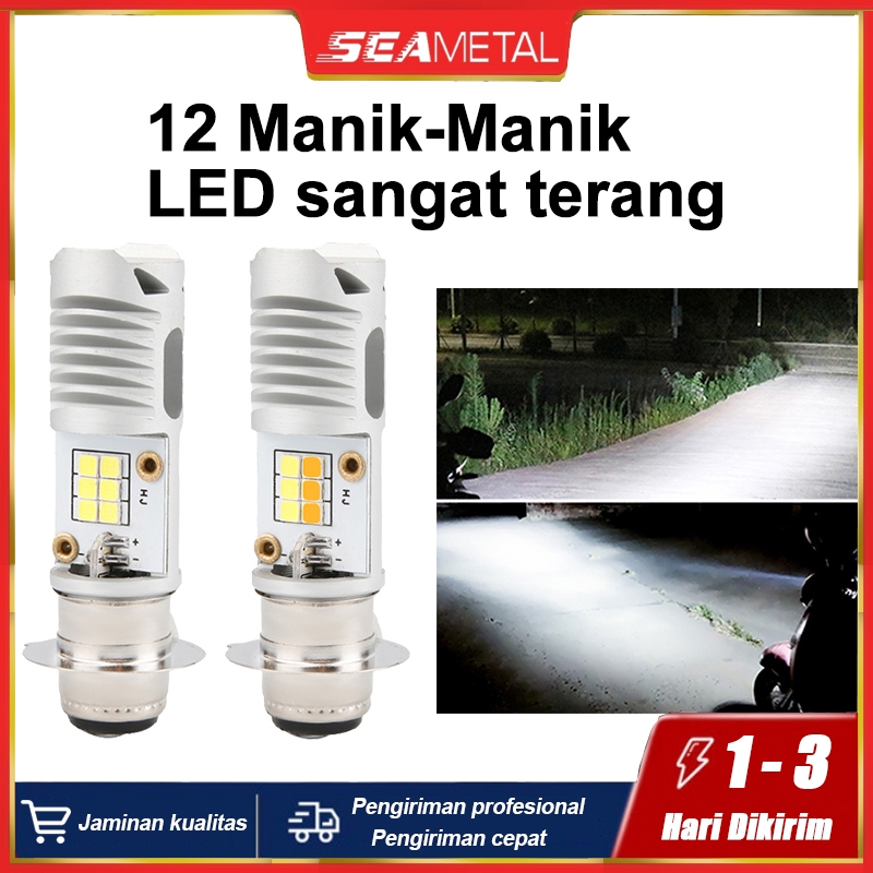 Jual SEAMETAL Lampu Led Motor Super Terang H6 M5 P15D Bohlam Lampu ...