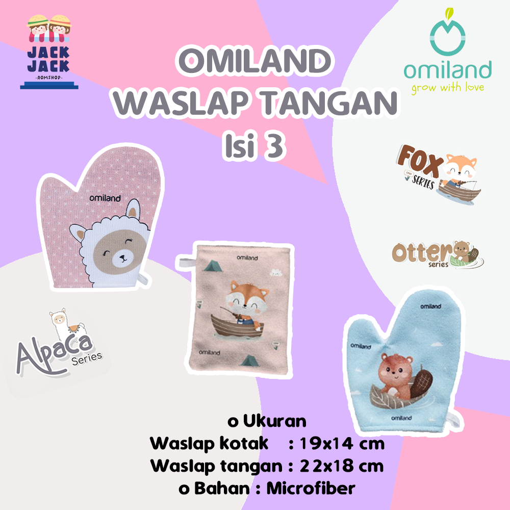 Jual Omiland Waslap Tangan & Kotak All Series | Alpaca Otter Fox Series ...