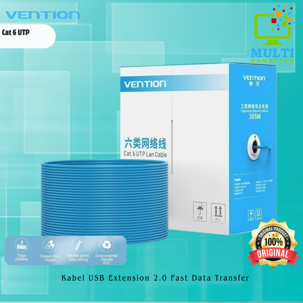 Jual Kabel Lan Ethernet RJ45 Vention Cat 6 UTP 1Gbps 15M ROLL IHG ...