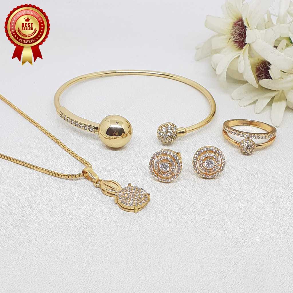 Jual mytitanium-set xuping lapis emas model kekinian wanita dewasa kwalitas terbaik H93F ...