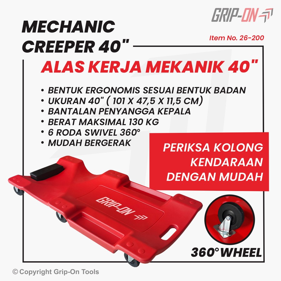 Jual MECANIC CREEPER 40" 6-200 GRIP ON/ Alas Kerja Mekanik / Alas ...