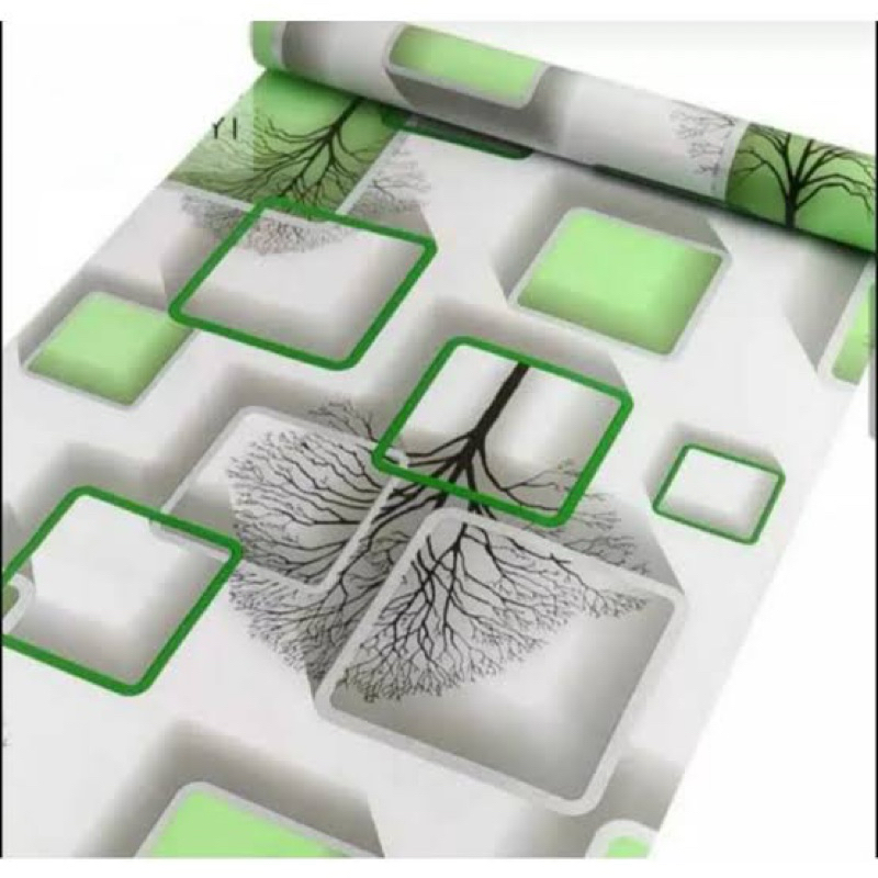 Jual POHON 3D KOTAK HIJAU wallpaper sticker dinding ukuran 45 cm x 8 m merk ORANGE GH046-3 ...