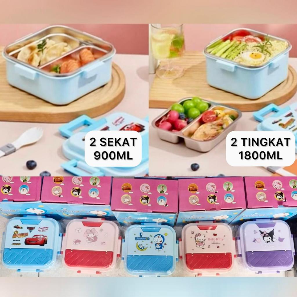 Jual Kotak Makan Anak Karakter Anti Tumpah 2 Sekat / Kotak Makan Karakter Stainless Steel Lunch ...