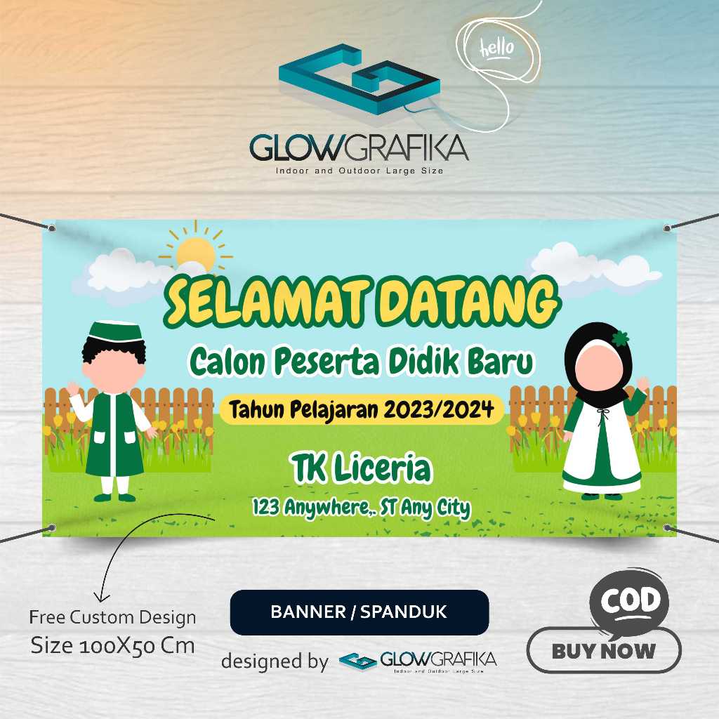 Jual Cetak Spanduk Banner MMT Hijau dan Biru Ceria Banner Selamat ...
