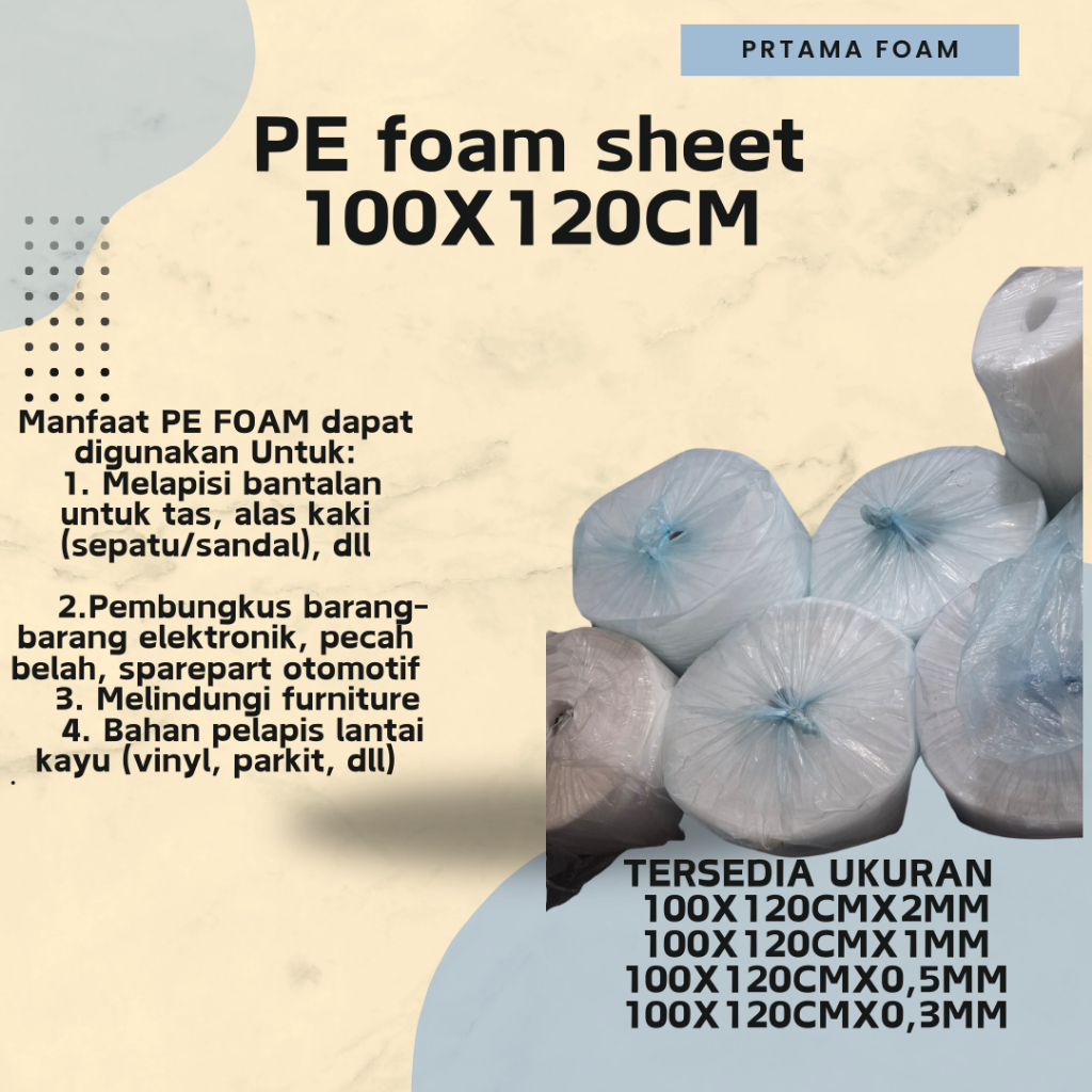 Jual Busa Packing PE Foam Sheet 0,5m,1mm,0,3MM, 2mm x 120cm x 100cm ...