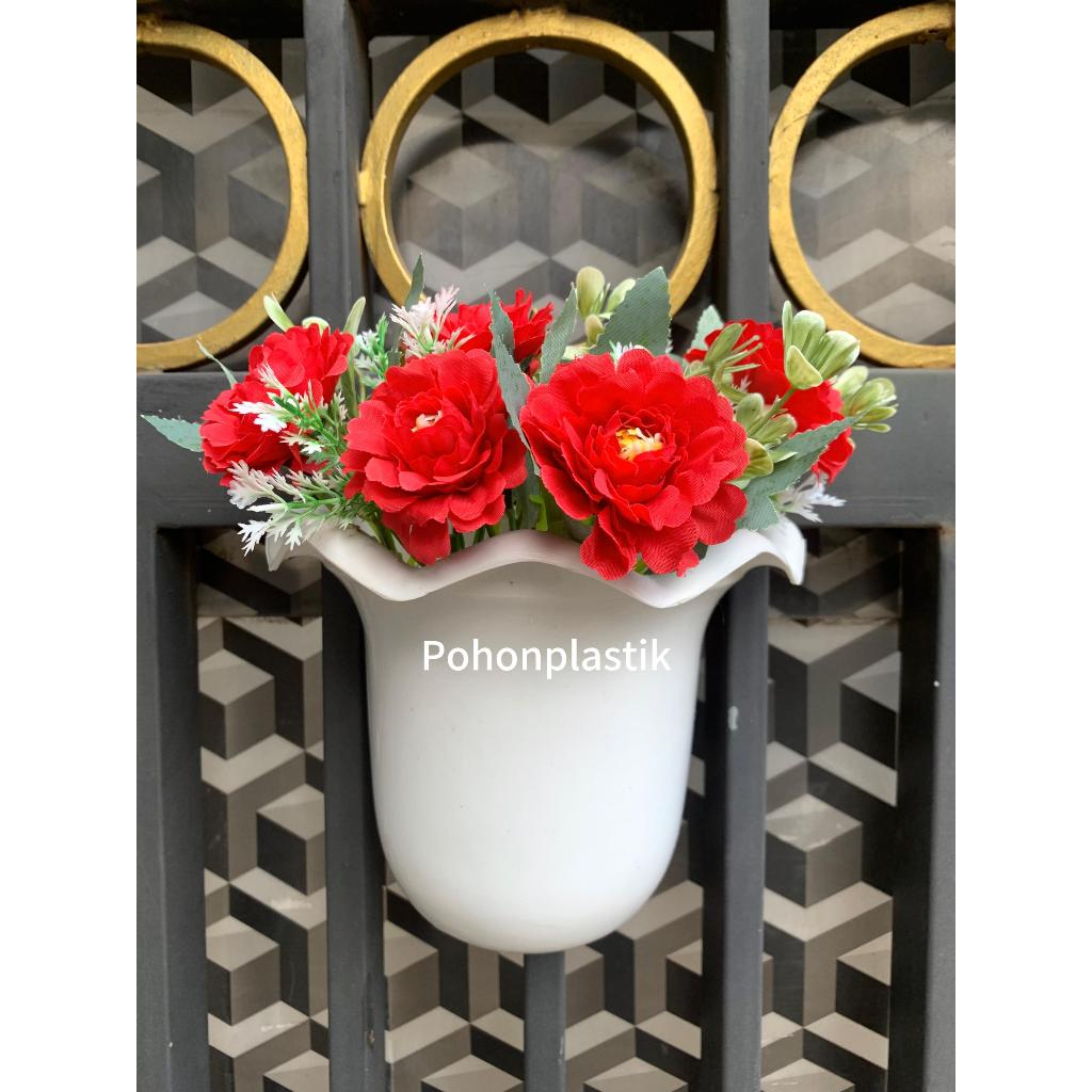 Jual Hiasan dinding bunga mawar mini Pot Ombak camelia artiificial ...