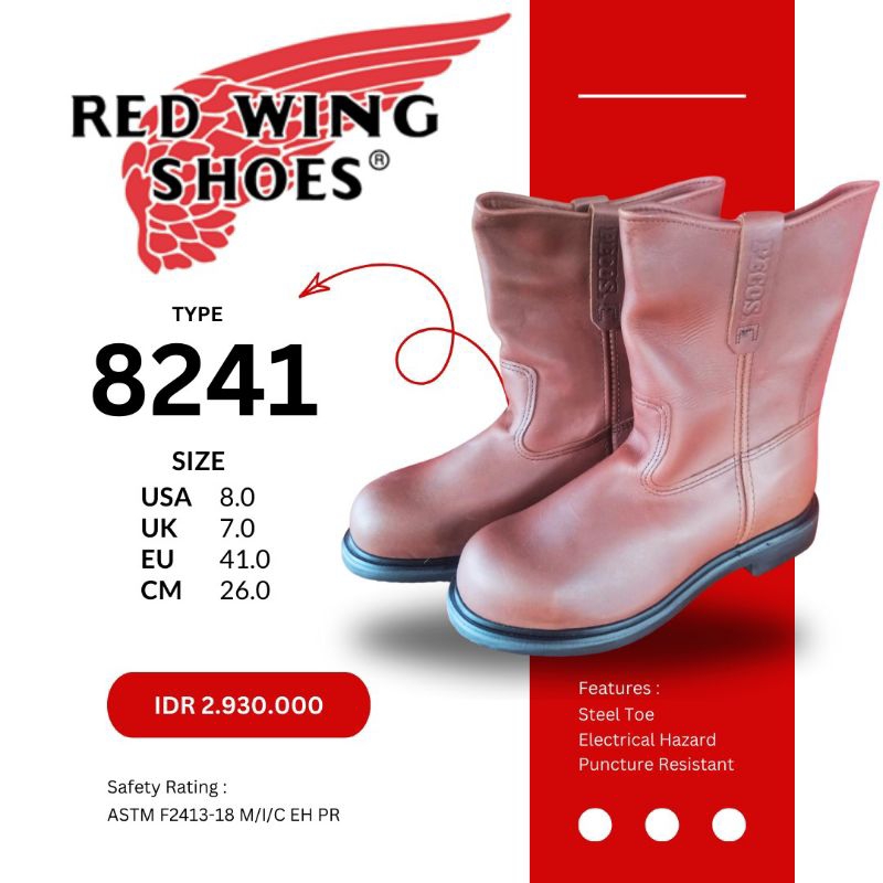 Jual Sepatu Safety Red Wing 8241 - PECOS Original | Shopee Indonesia