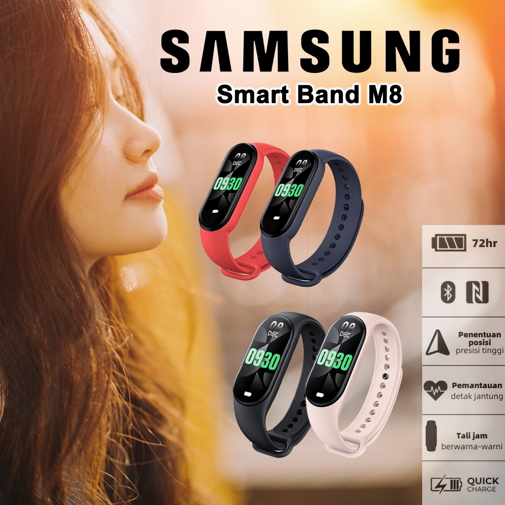 Jual Samsung smartwatch M8 smart band series jam tangan wanita dan pria ...