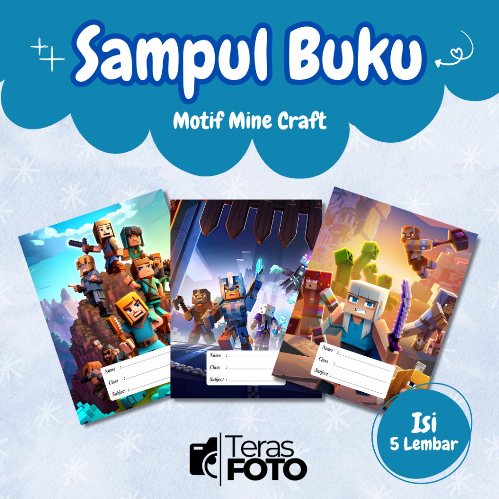 Jual (Isi 5 Lembar) SAMPUL BUKU MOTIF ESTETIK MINECRAFT / SAMPUL BUKU ...
