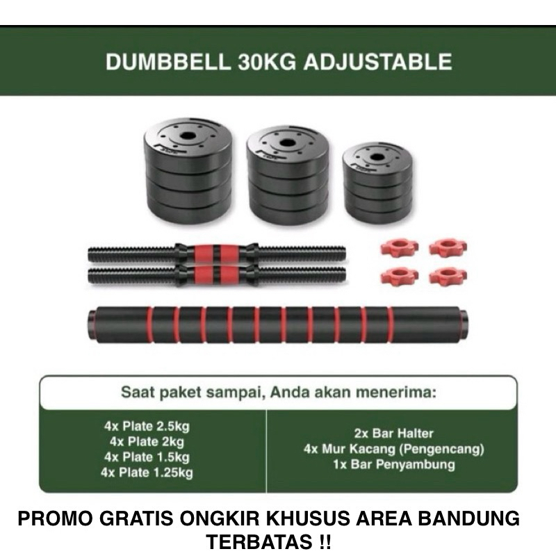 Jual WANNAFIT dumble set 30kg adjustable Angkat Beban barbel dumbbell dumbell 30 kg alat fitness ...