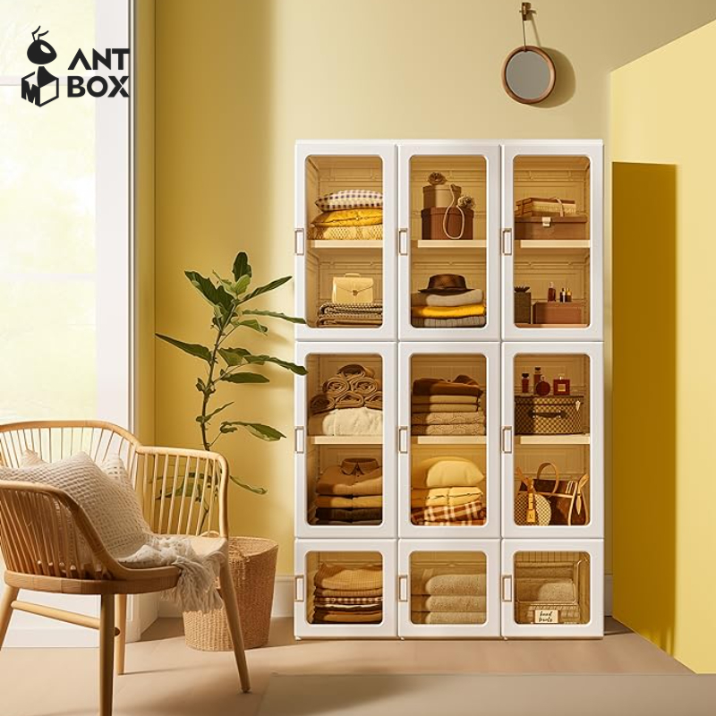 Jual ANTBOX Lemari Pakaian Minimalis Pintu Transparan 14 Box Kapasitas ...