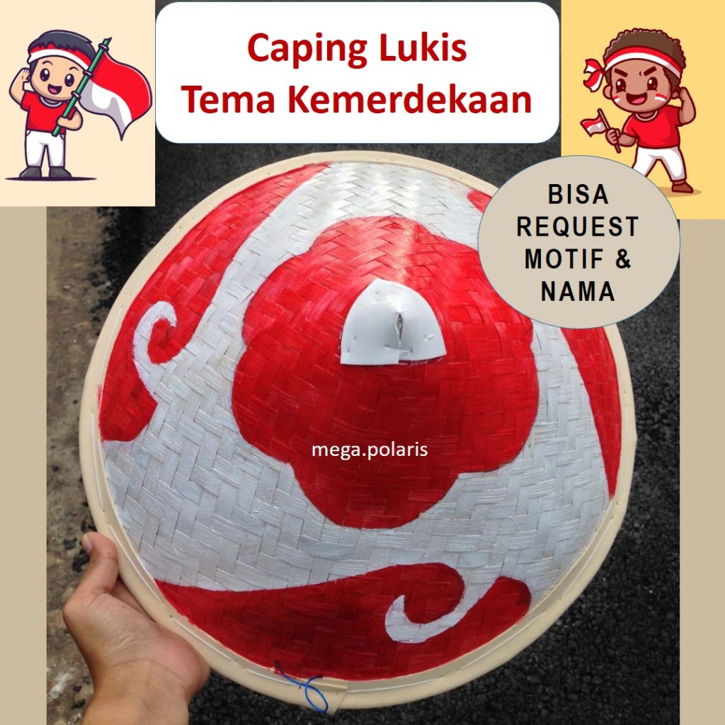 Jual Caping Bambu Motif Kemerdekaan, Topi Caping Petani Untuk Karnaval ...